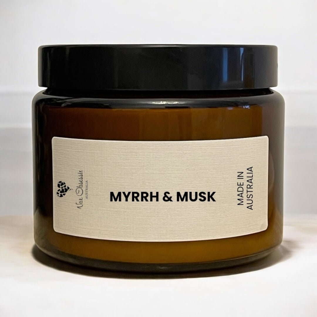 Myrrh & Musk Soy Candle | Amber Jar – Wax Obsession