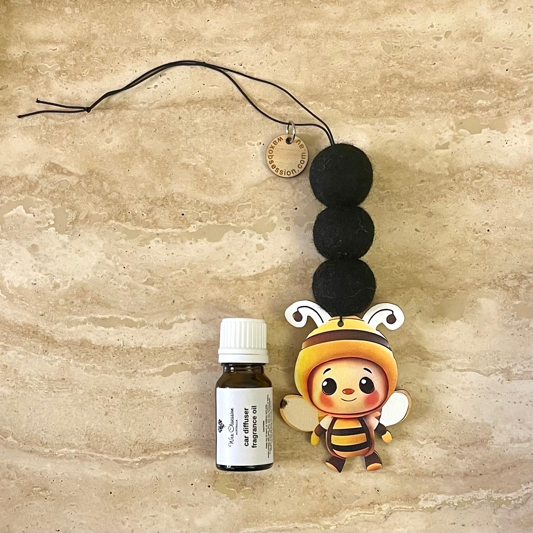 Bee Car Diffuser with Wooden Charm – Supports Save the Bees